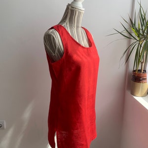 Sleeveless Red Linen Top for Women Size M, Vintage 90s Y2K Basic Linen ...