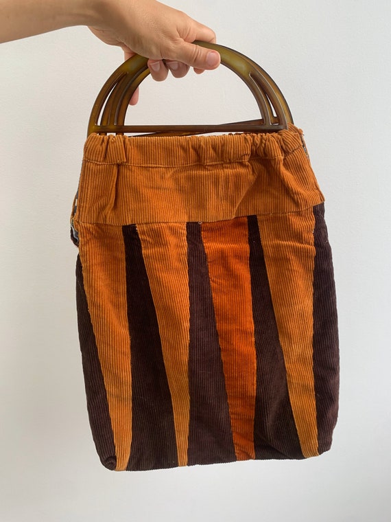 Vintage 60s 70s Cotton Corduroy Shopping Bag, Retro M… - Gem