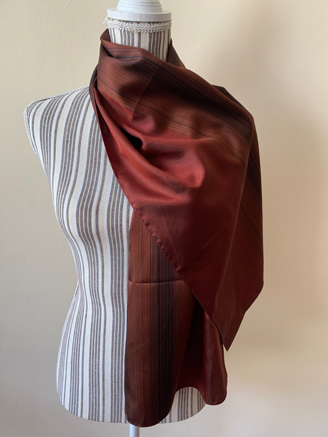 Vintage Y2K Striped Pure Silk Scarf Burnt Orange Silk Scarf - Etsy
