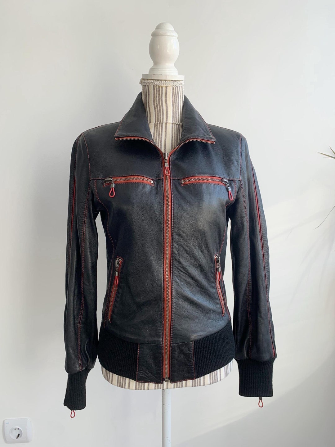 Black Real Leather Racing Jacket for Women Size XS S, Distressed Riding ...