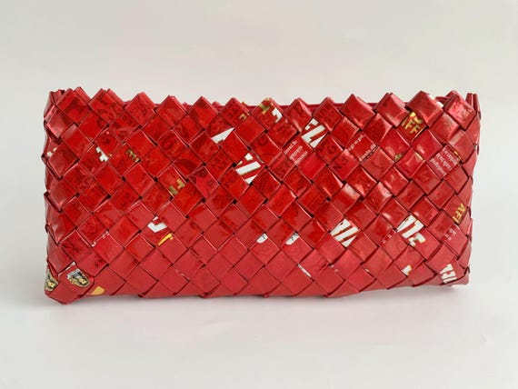 Vintage Handmade Recycled Paper Clutch Bag, Newspaper… - Gem