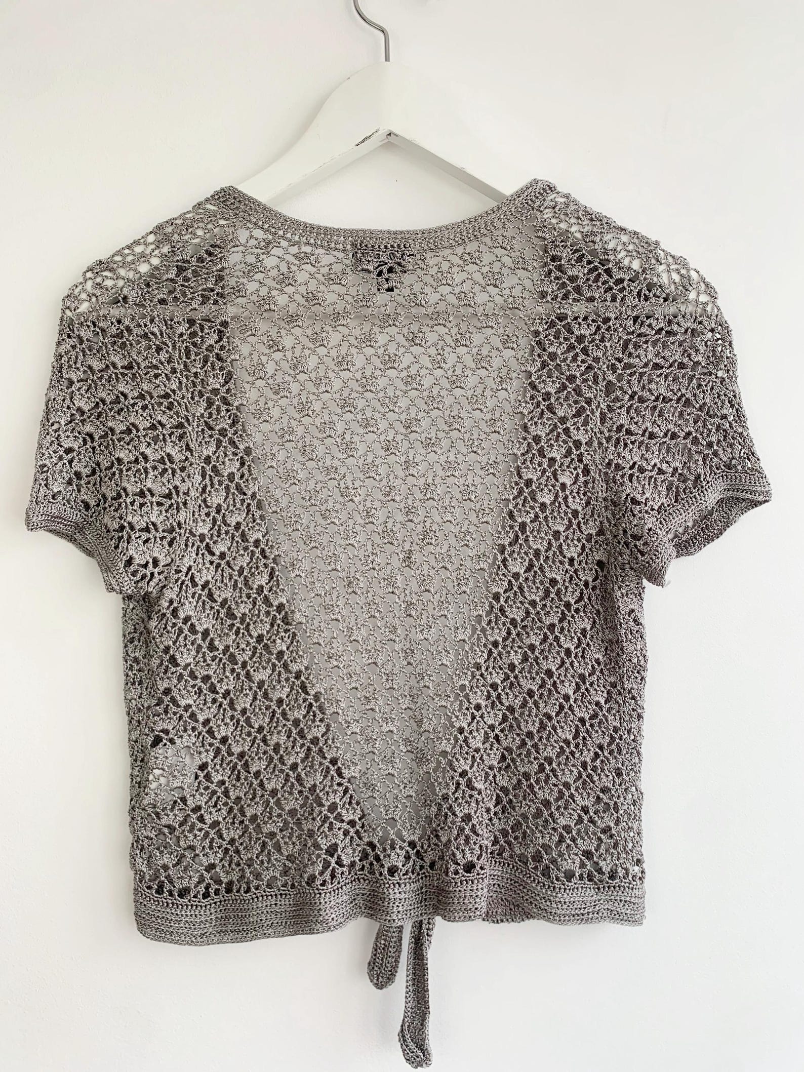 Vintage Silver Grey Lace Crochet Cardigan Size S, Silky Viscose Sheer ...