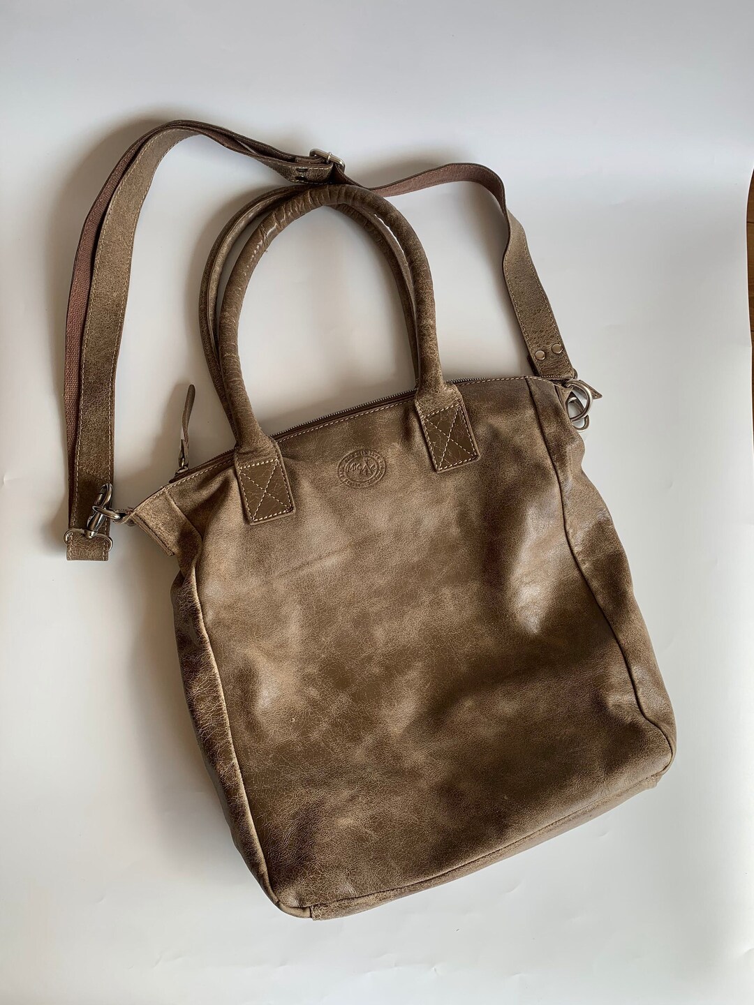 Vintage Large Crossbody Bag, Soft Distressed Leather Tote Bag With ...