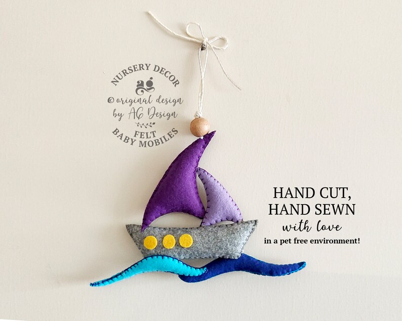 Buy Boat Felt Ornaments, Sailboat Decor, Beach House Decor, Baby Boy ...