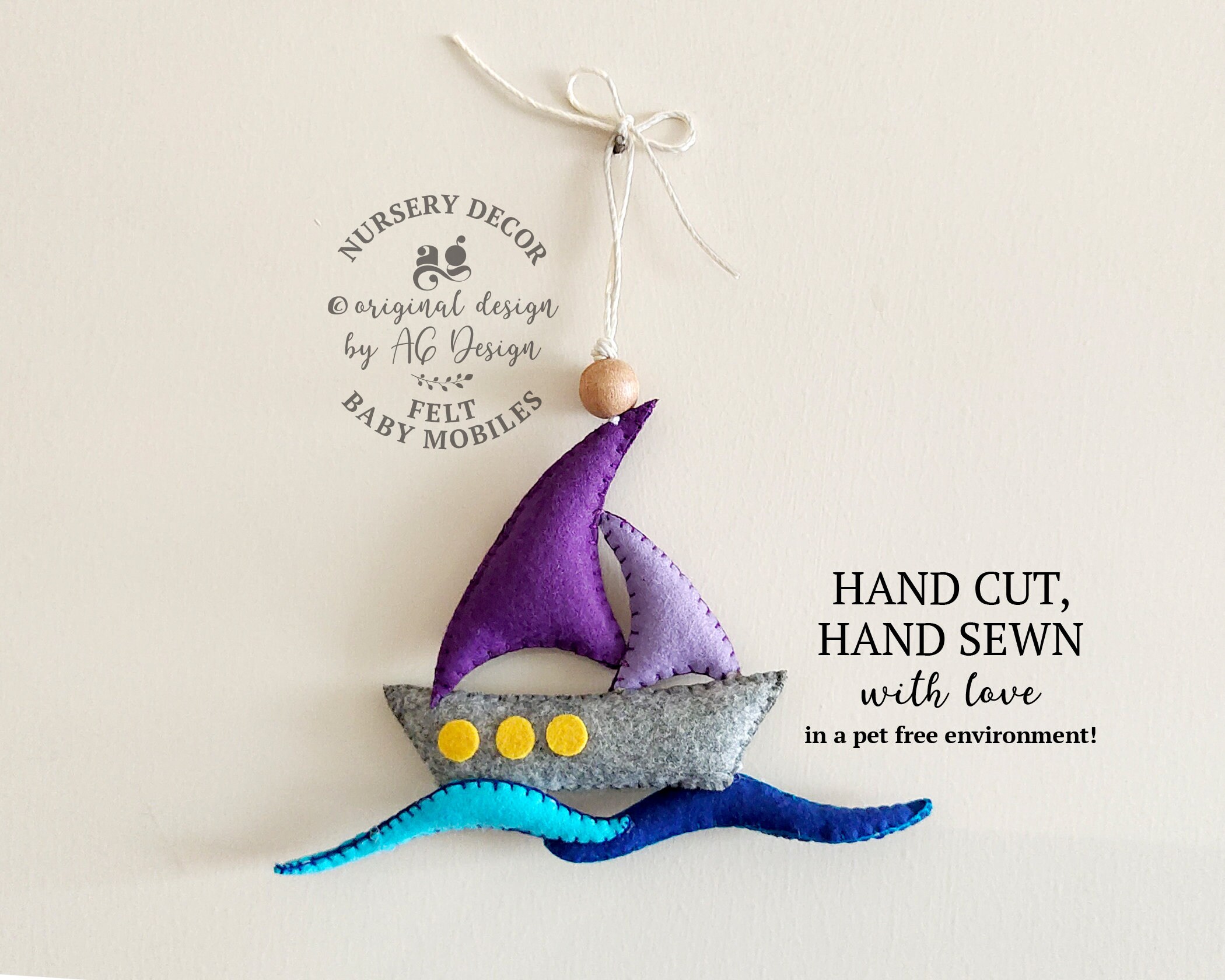 Buy Boat Felt Ornaments, Sailboat Decor, Beach House Decor, Baby Boy ...