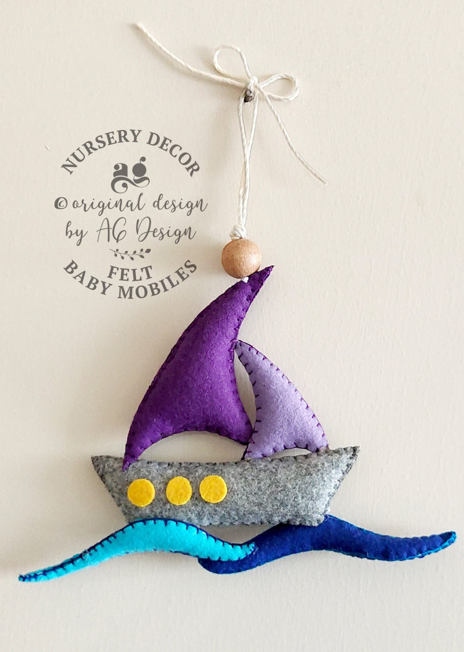 Buy Boat Felt Ornaments, Sailboat Decor, Beach House Decor, Baby Boy ...