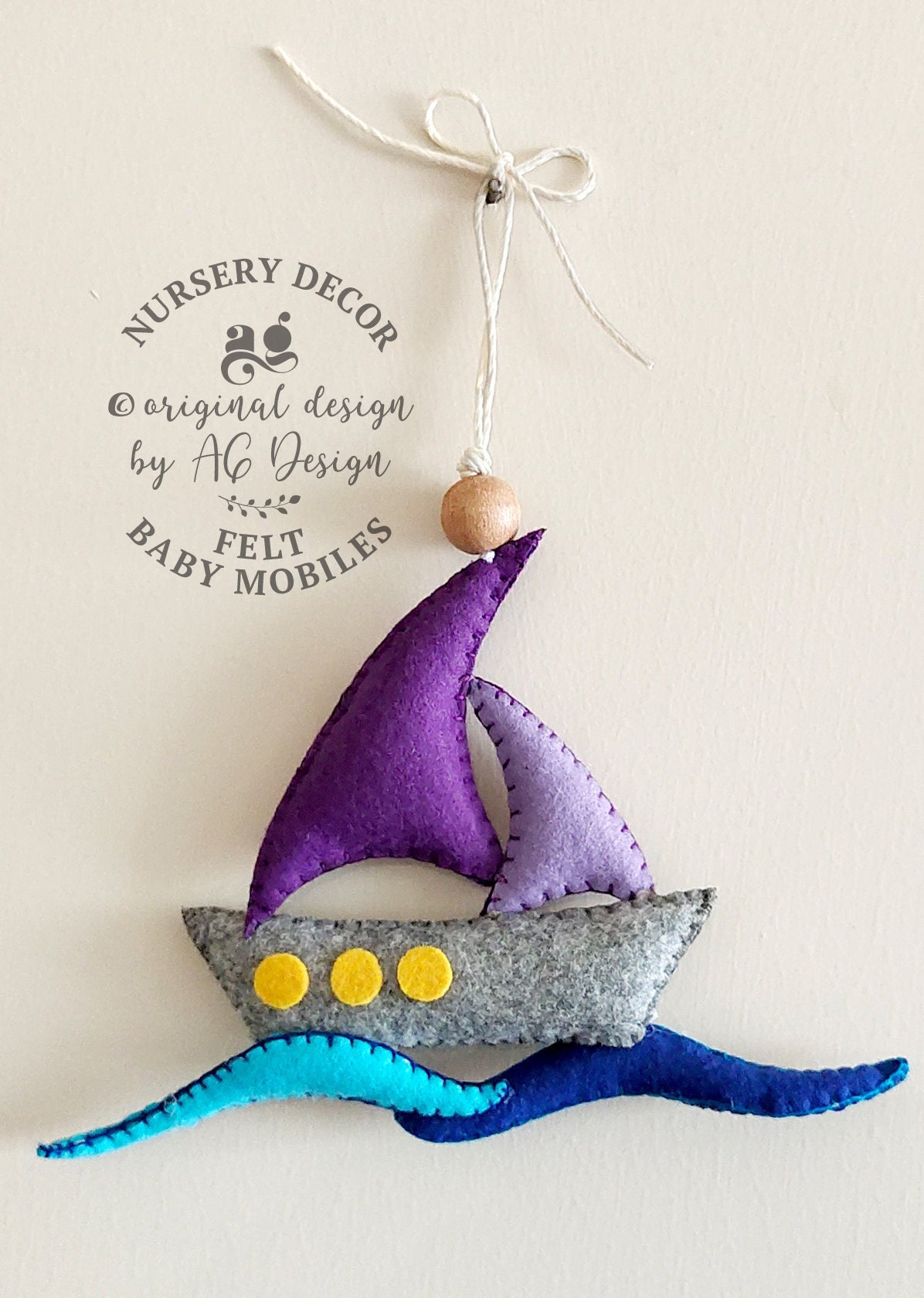 Buy Boat Felt Ornaments, Sailboat Decor, Beach House Decor, Baby Boy ...