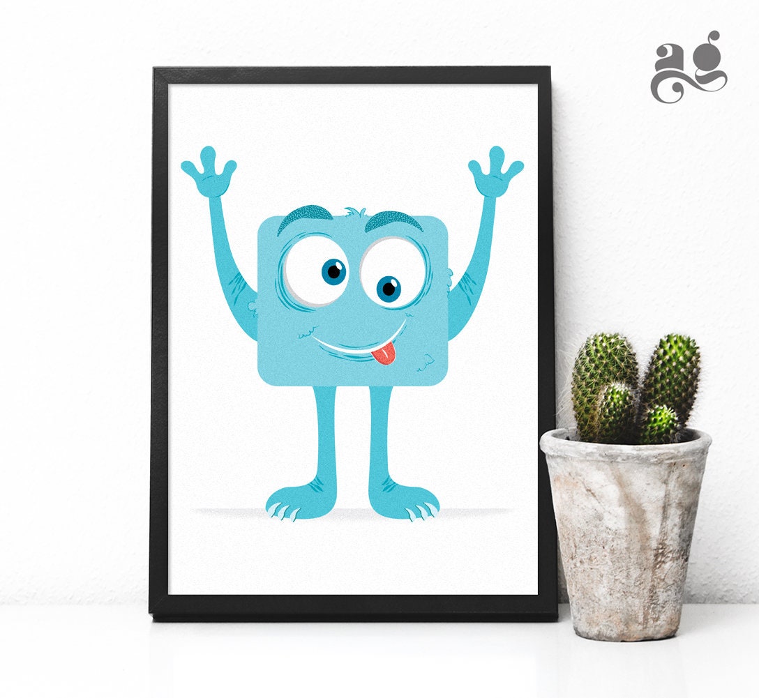 SALE Cute Monster Prints Set of 4, Little Monsters, Monster Decor ...