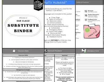 Editable Amusement Park Substitute Binder print Version - Etsy
