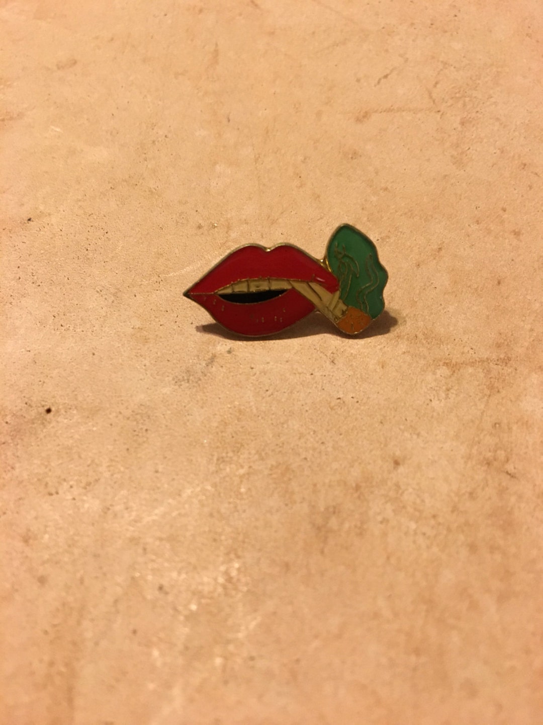 Smoking Lips Enamel Lapel Pin - Etsy