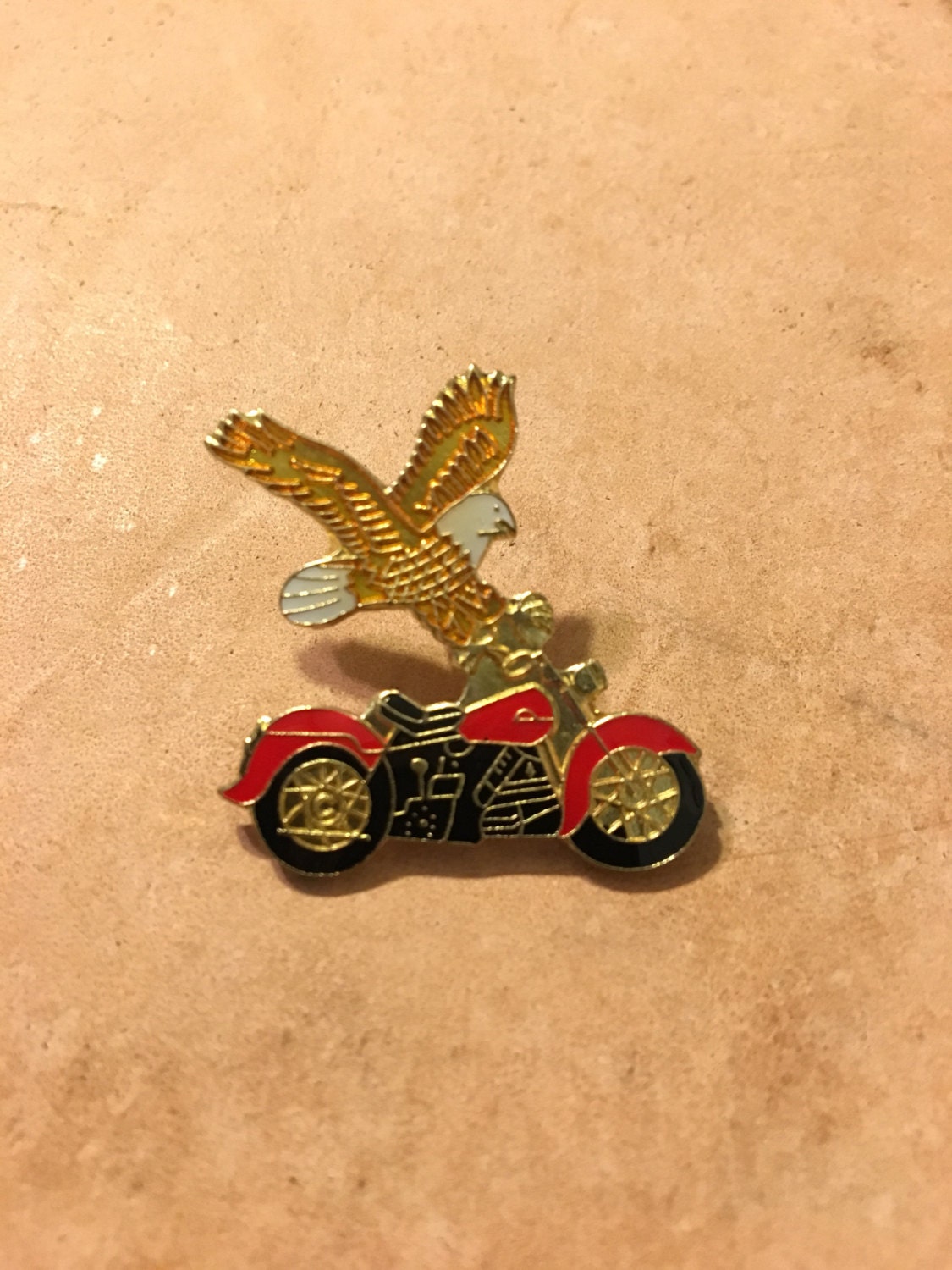 Eagle and Motorcycle Enamel Lapel Pin - Etsy