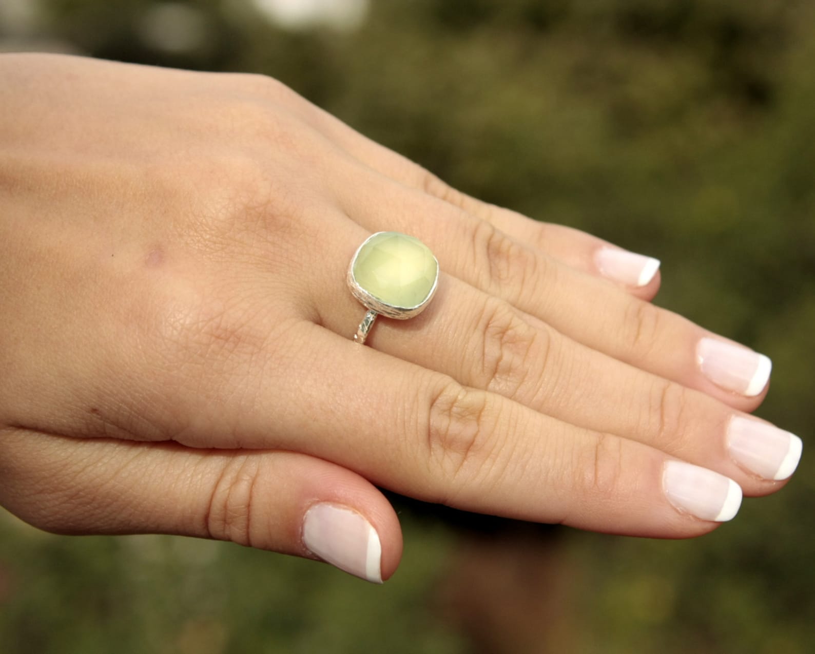 Prehnite Gemstone Ring Prehnite Silver Ring Prehnite Bezel - Etsy
