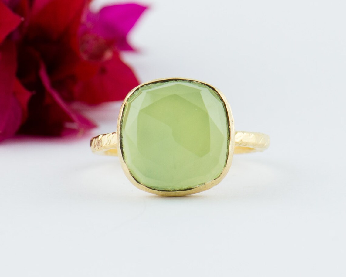 Prehnite Gemstone Ring Prehnite Silver Ring Prehnite Bezel - Etsy