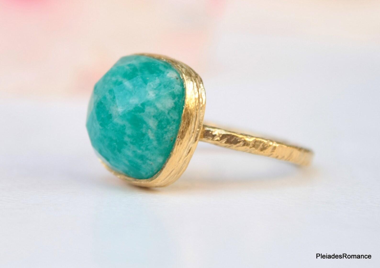 Amazonite Bezel Ring Green Gemstone Ring Sterling Silver - Etsy