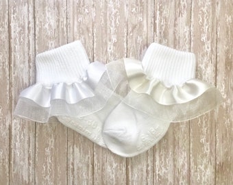 White Ruffle Socks | Etsy