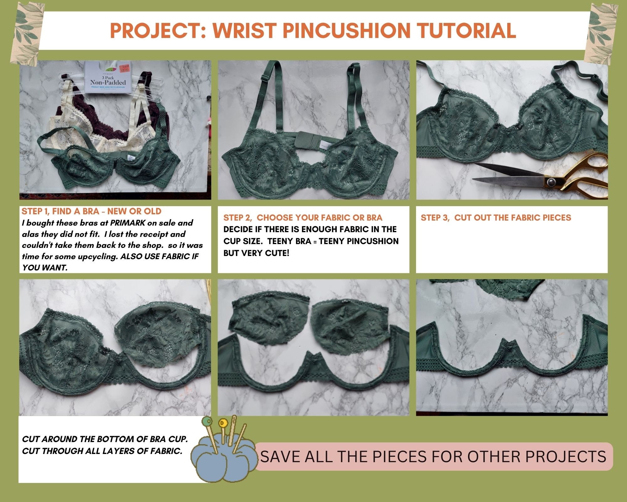 Wrist Pincushion Sewing Pattern, Step by Step Photo Tutorial Zip File ...