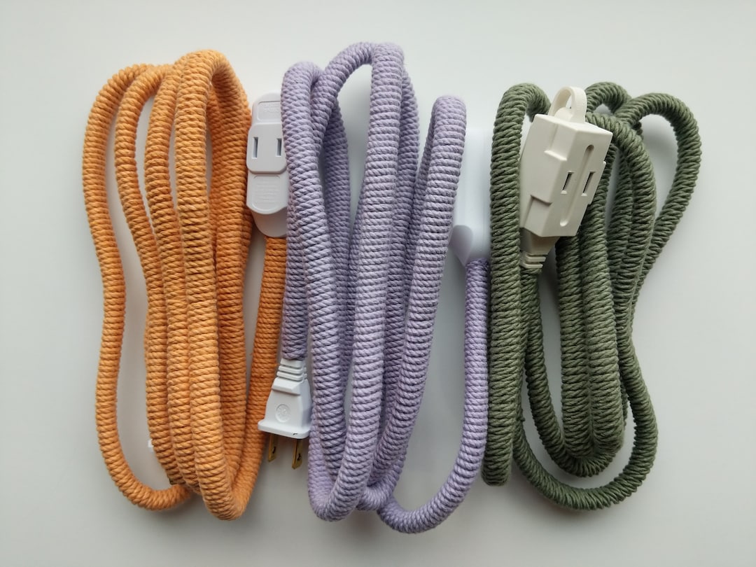 Cotton Wrapped Extension Cord | Multiple Colors | Home Decor - Etsy