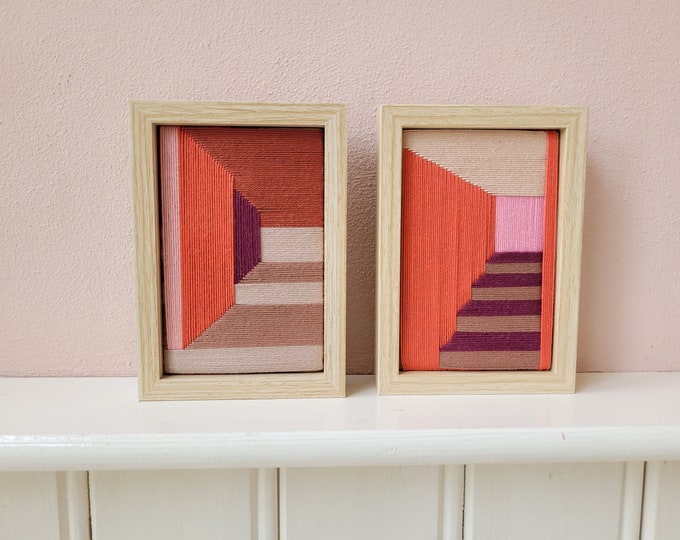 Textile Art, Woven Art, Set of 2 Artworks, Miniature Wall Art, Woven ...