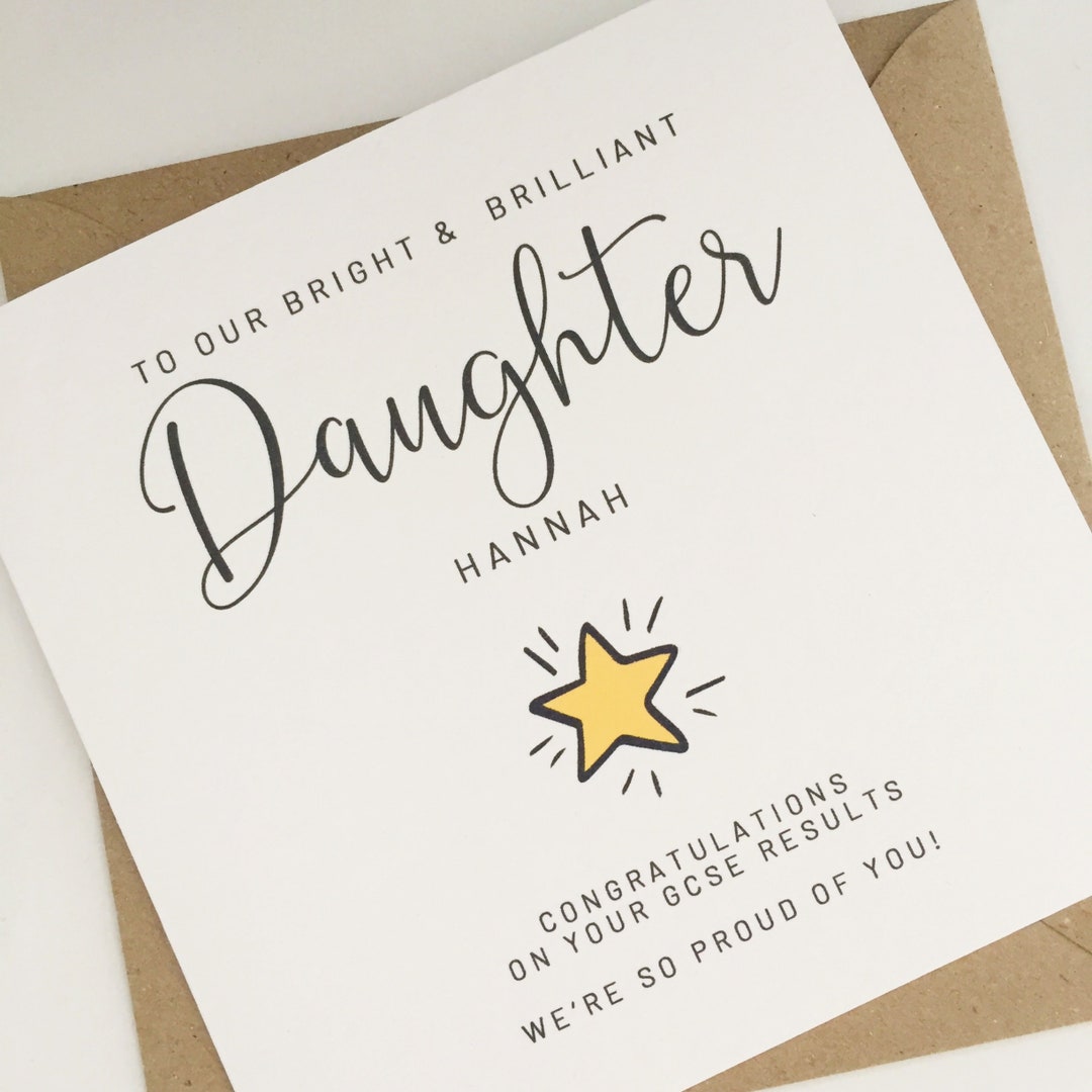 Personalised GCSE Results Card for Daughter, Congratulations Card, Exam ...