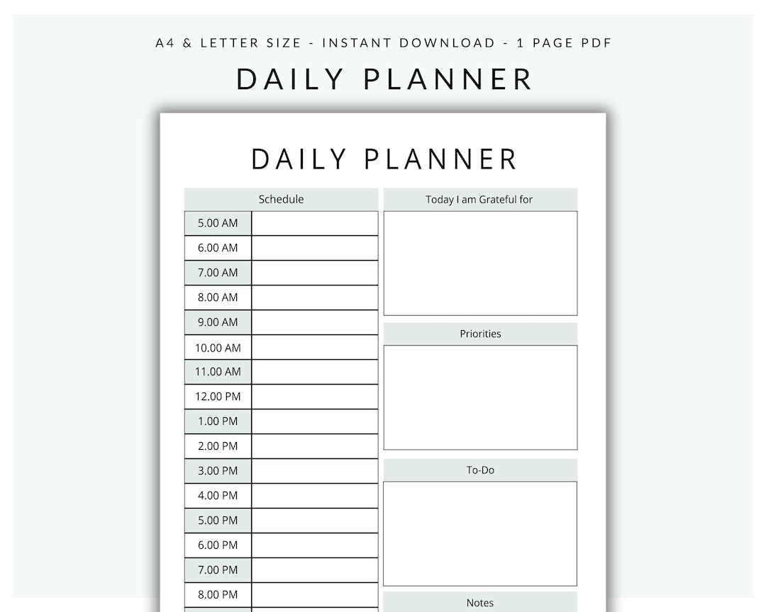Time Block Daily Planner Template: Fillable To-do List (PDF & JPEG ...