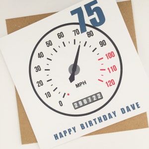 Speedometer Birthday Card 75th Birthday Card for Dad From - Etsy