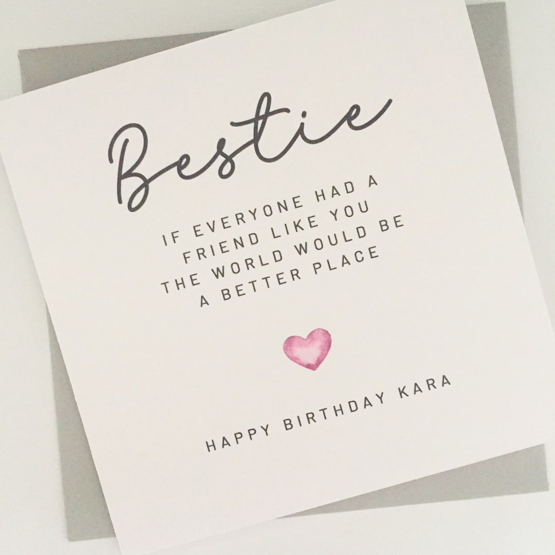 Personalised Bestie Birthday Card, Poem Birthday Card for Best Friend ...