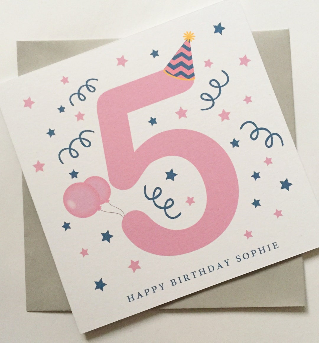 Girls 5th Birthday Card Personalised Birthday Card Fifth - Etsy