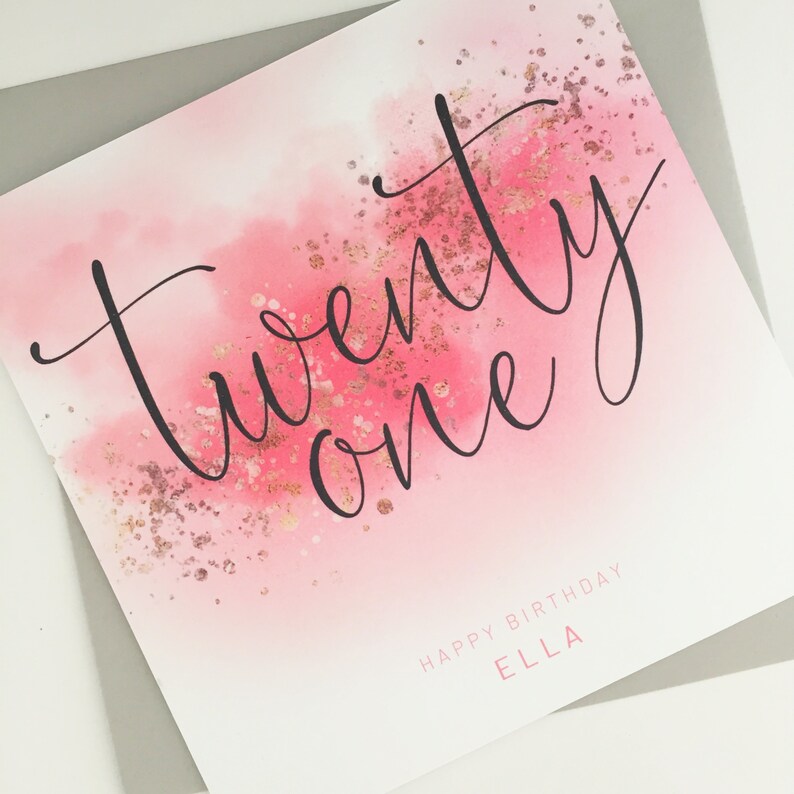 Personalised 21st Birthday Card Any Age Birthday Card Pink Etsy Uk
