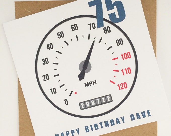 Speedometer Birthday Card, 75th Birthday Card for Dad From Daughter or ...