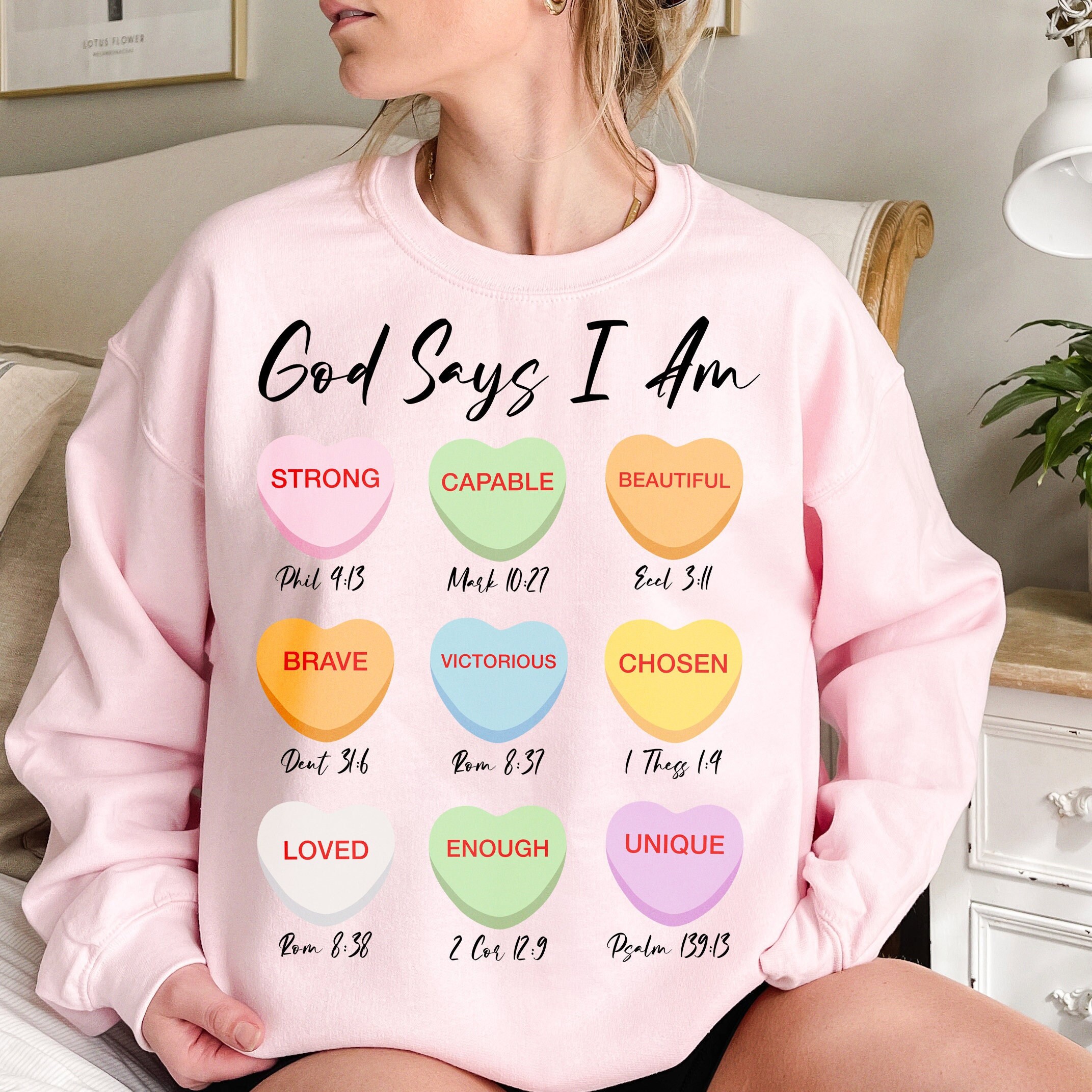 Christian Jesus God Says I Am Candy Hearts Bible Verse Valentines Day ...