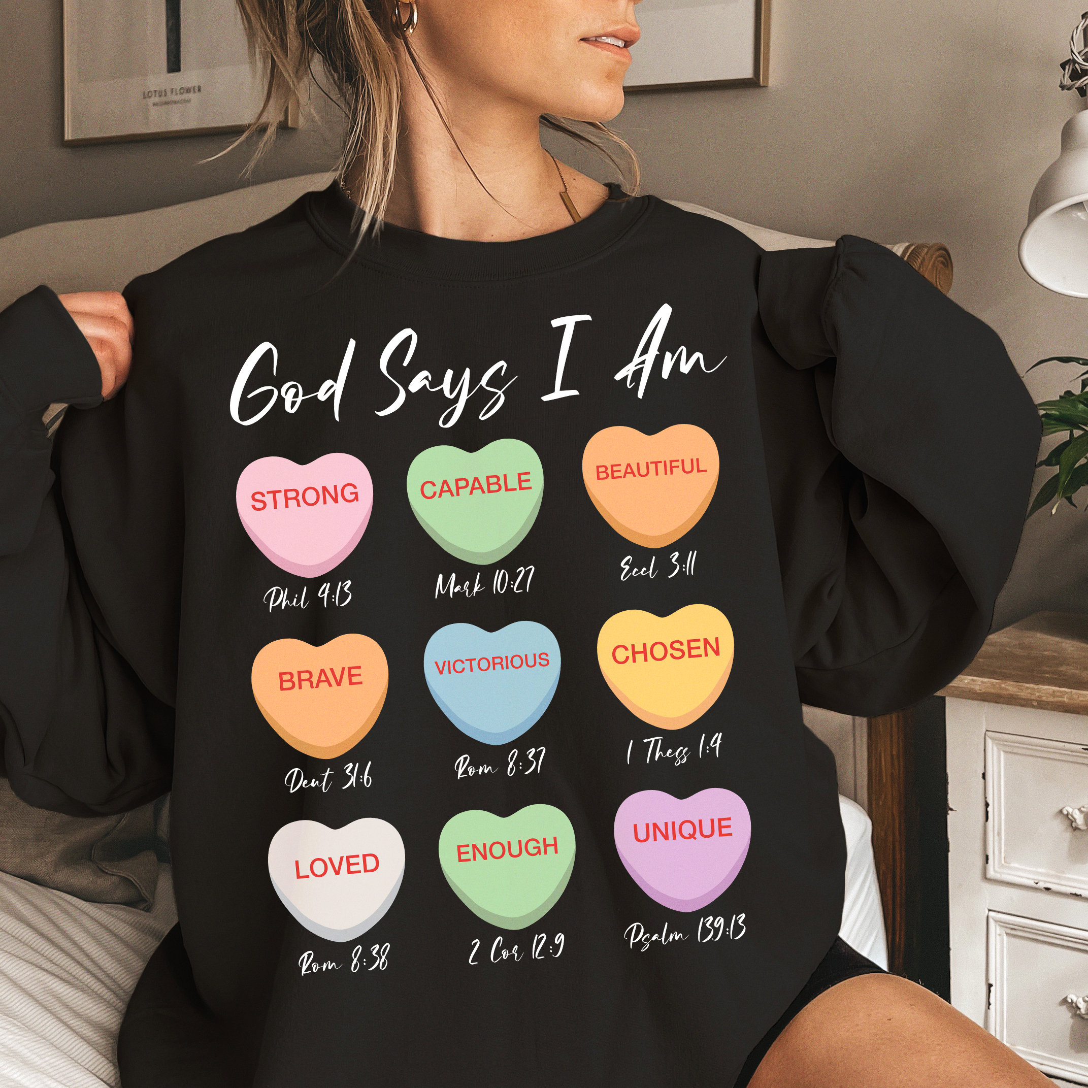 Christian Jesus God Says I Am Candy Hearts Bible Verse Valentines Day ...