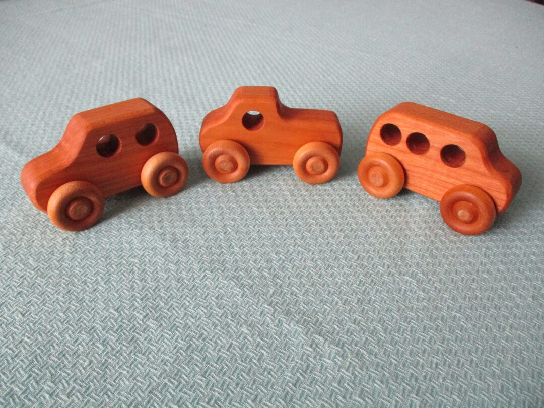 Handcrafted Wooden Toy Cars, Set of 3 for Kids, Cherry Wood Cars ...
