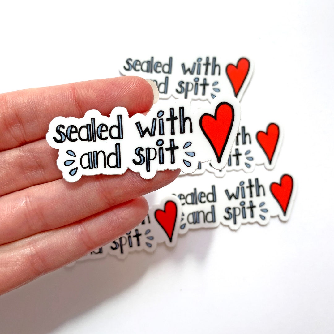 Valentine Stickers Set of 6 Sealed with Love and Spit - Etsy France