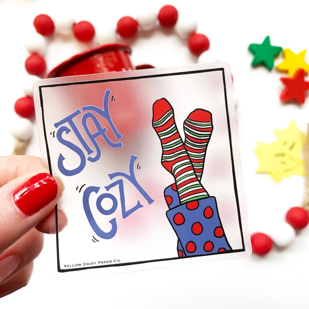 Stay Cozy, Pajamas Clear Vinyl Sticker 3x3in Winter Pajama Sticker ...