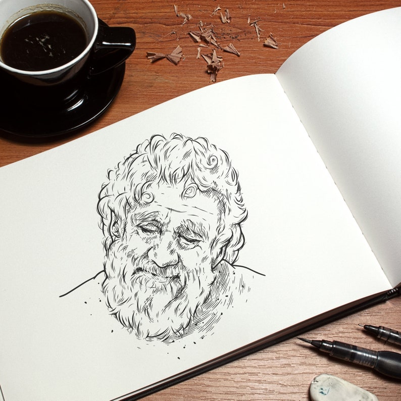 Old Man Drawing, Vintage Illustration, Clipart, Vector, EPS SVG PNG - Etsy