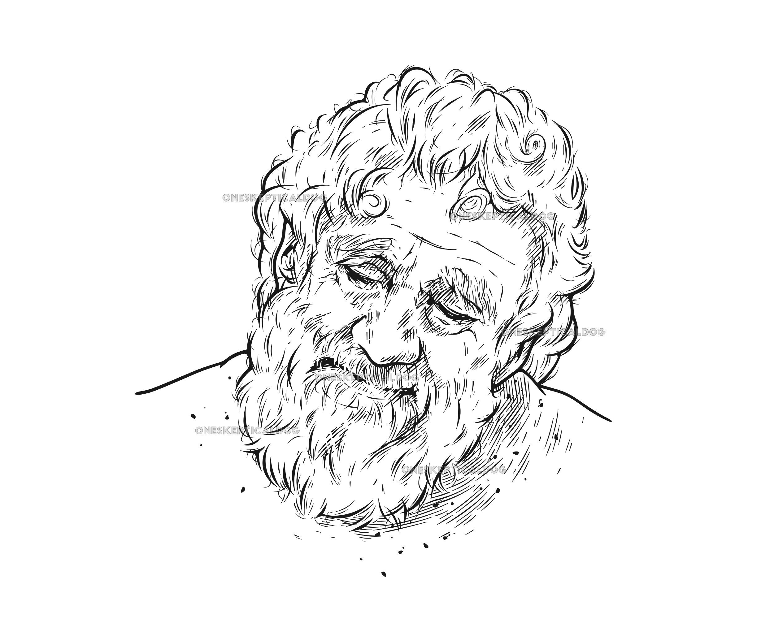 Old Man Drawing, Vintage Illustration, Clipart, Vector, EPS SVG PNG - Etsy
