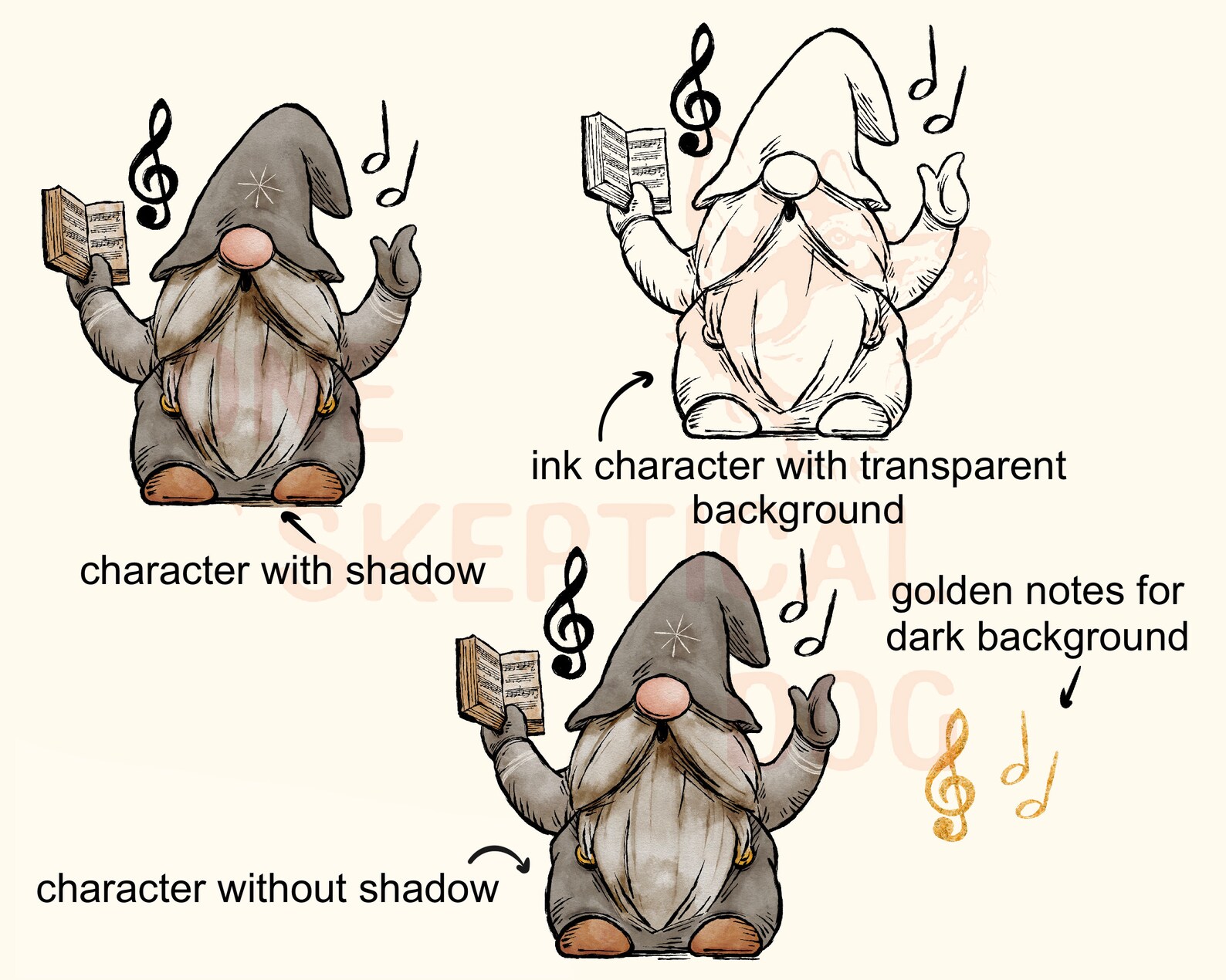 Christmas Gnome Illustration, Gnome Singing, Christmas Clipart, Holiday ...