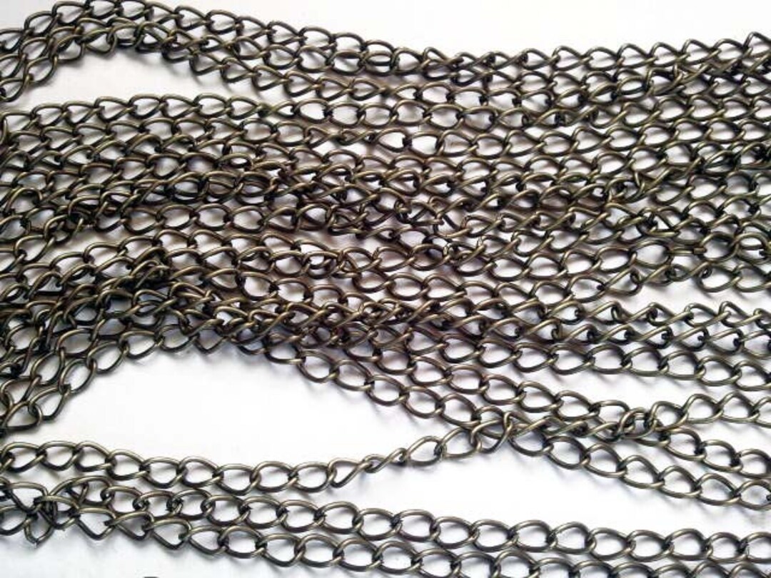1 Antique Bronze Tone Opened Curb Chain Unfinished Jewelry Supply ...