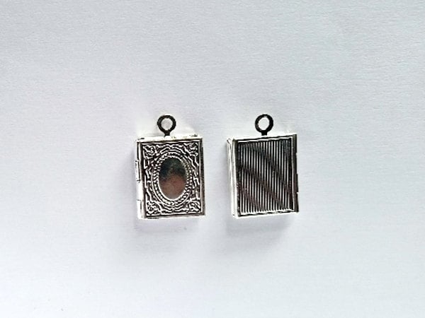 4 Silver Plated Book Locket Charms Jewelry Supplies - Etsy