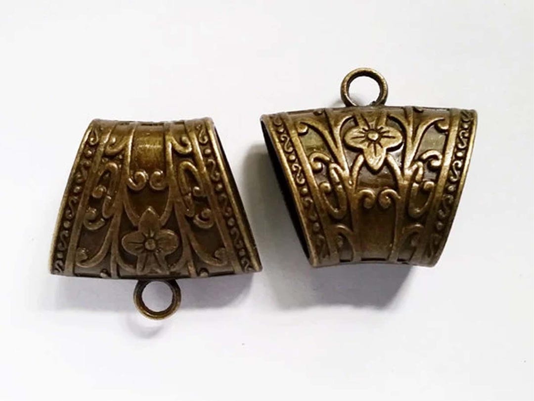 1 Antique Bronze Scarf Bail With Flower Pattern Jewelry Supplies ...