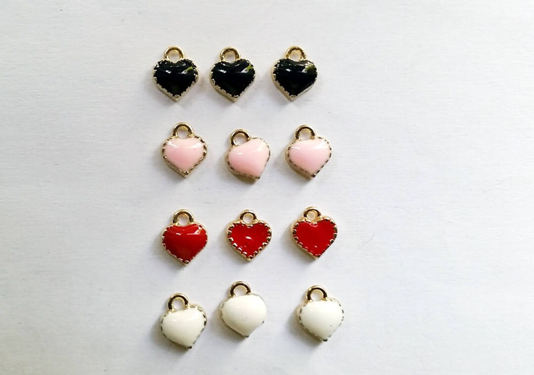 5 Enamel Heart Charms Jewelry Supplies EHC8MM-5WD1 - Etsy