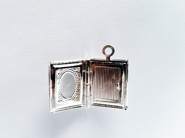 4 Silver Plated Book Locket Charms Jewelry Supplies - Etsy