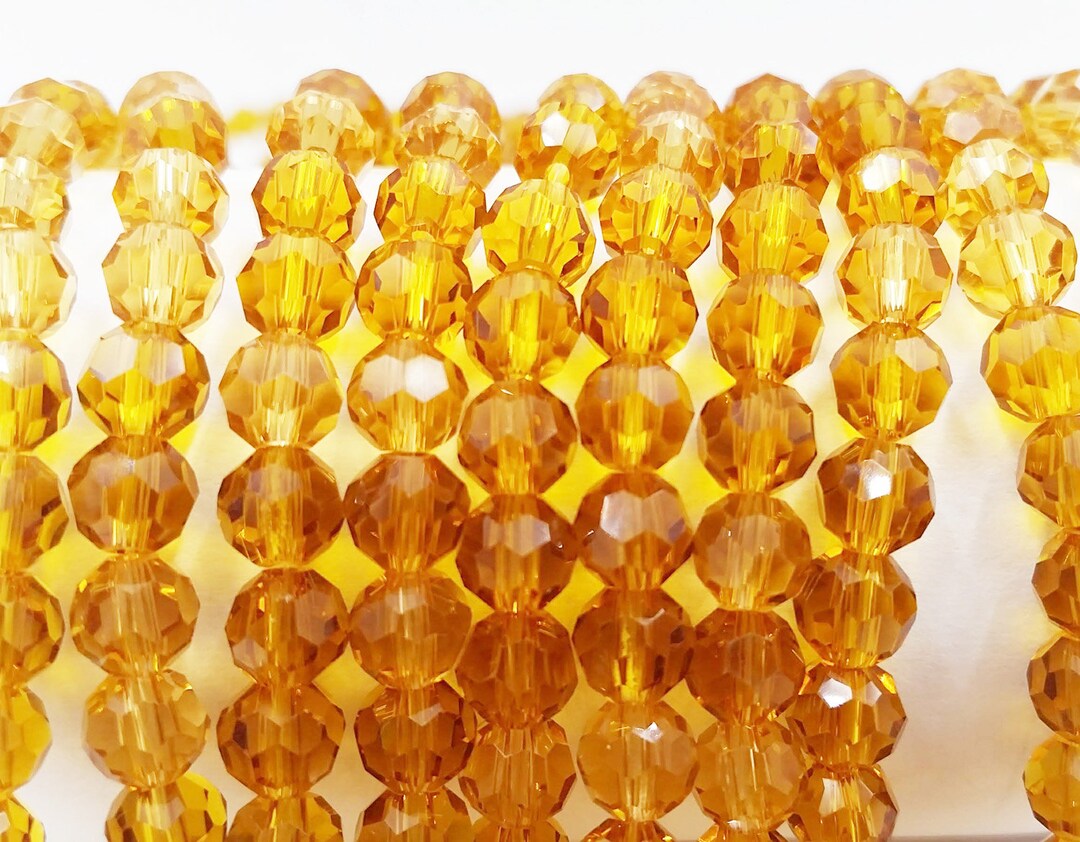 50 Light Amber Colored Glass Faceted Beads 6mm Jewelry Supplies ...