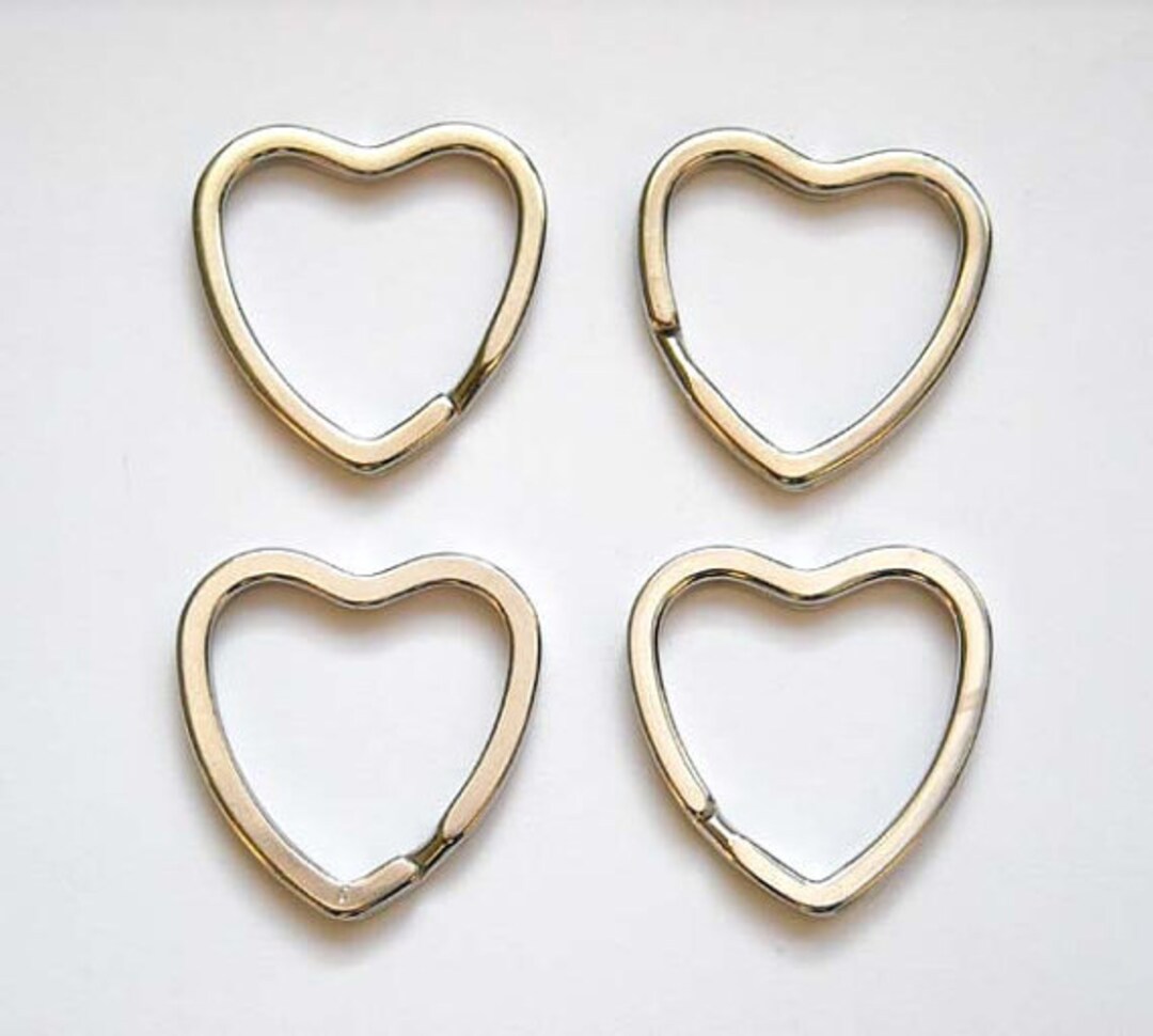 5 Silver Tone Heart Key Ring Charms Jewelry Findings STHKRC31MM-5TC - Etsy