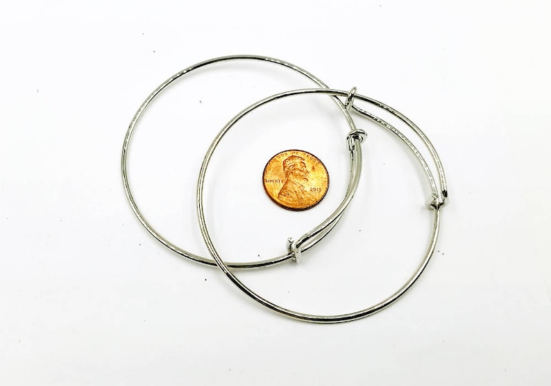 1 Silver Tone Double Bar Adjustable Bangle Bracelet Jewelry Finding 21 ...