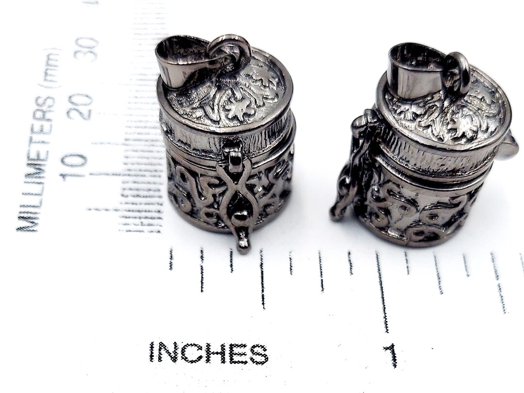 1 Gunmetal Cylindrical Shaped Prayer Box Pendant Jewelry Supply ...