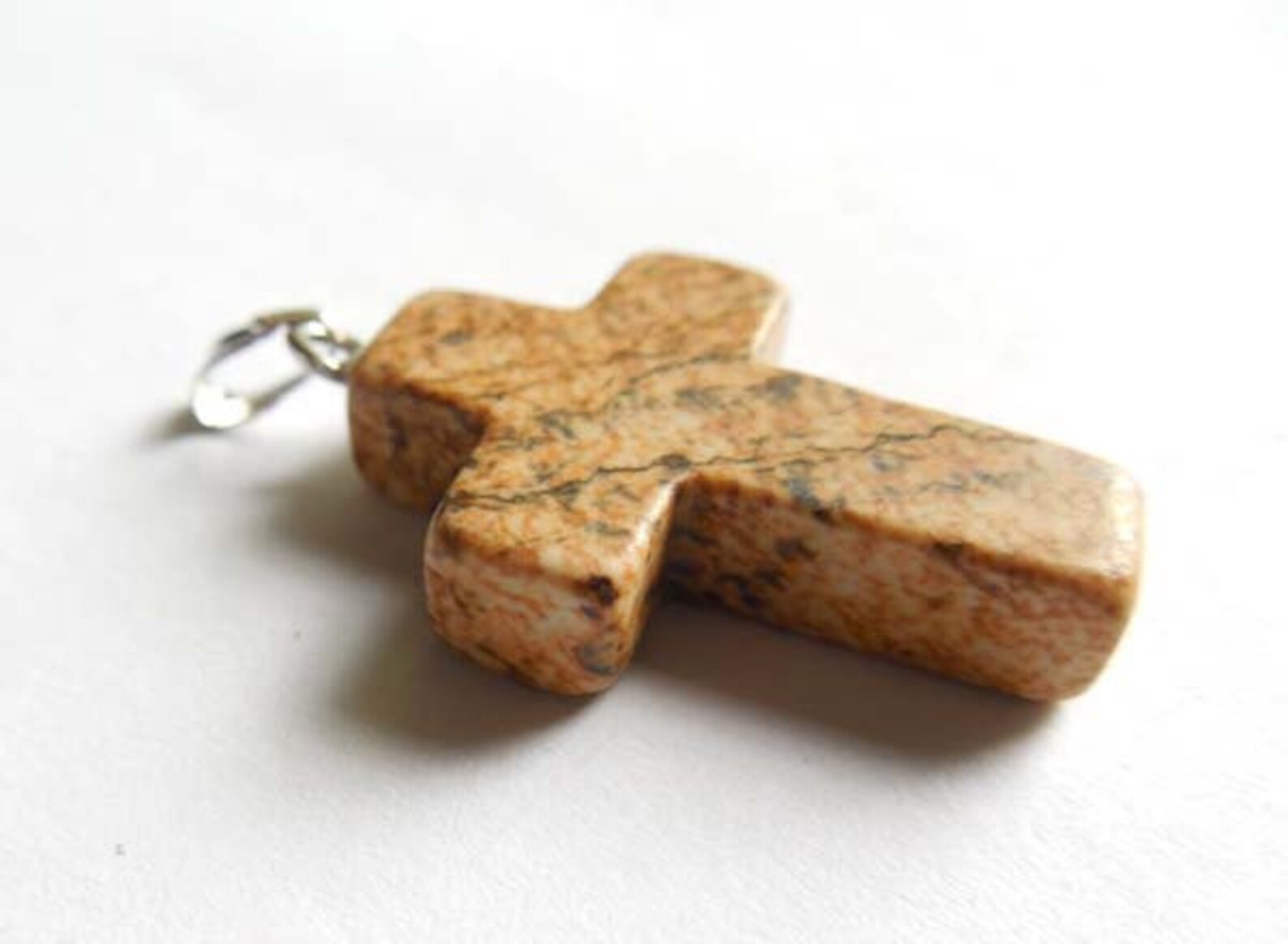 2 Picture Jasper Gemstone Crosses With Silver Tone Bails | Etsy