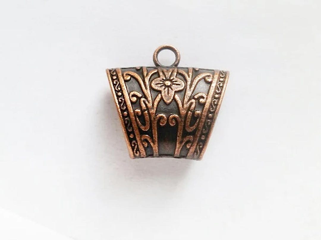 1 Antique Copper Scarf Bail With Flower Pattern Jewelry Supplies ...