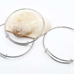 1 Silver Tone Double Bar Adjustable Bangle Bracelet Jewelry Finding 21 ...
