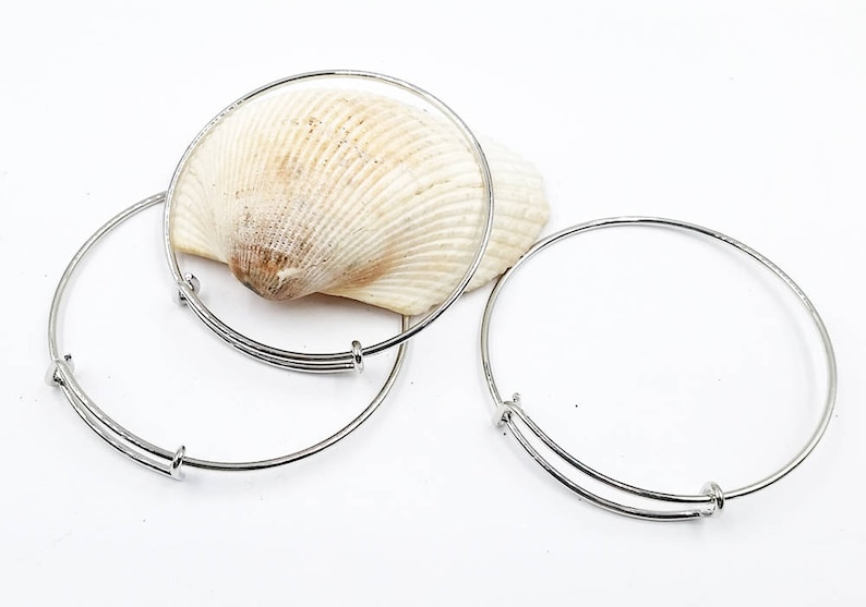 1 Silver Tone Double Bar Adjustable Bangle Bracelet Jewelry Finding 21 ...
